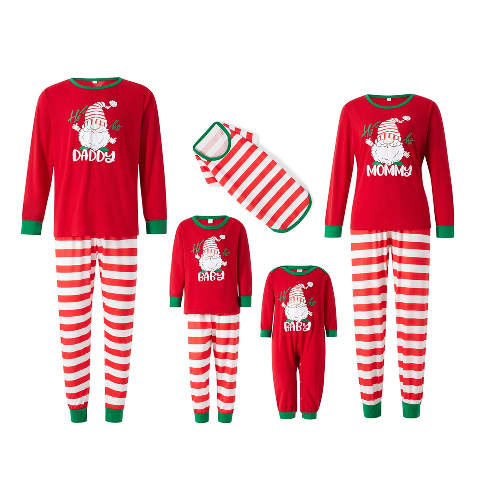 Family Matching Christmas Pajamas, Santa Print Long-Sleeved Tops ...