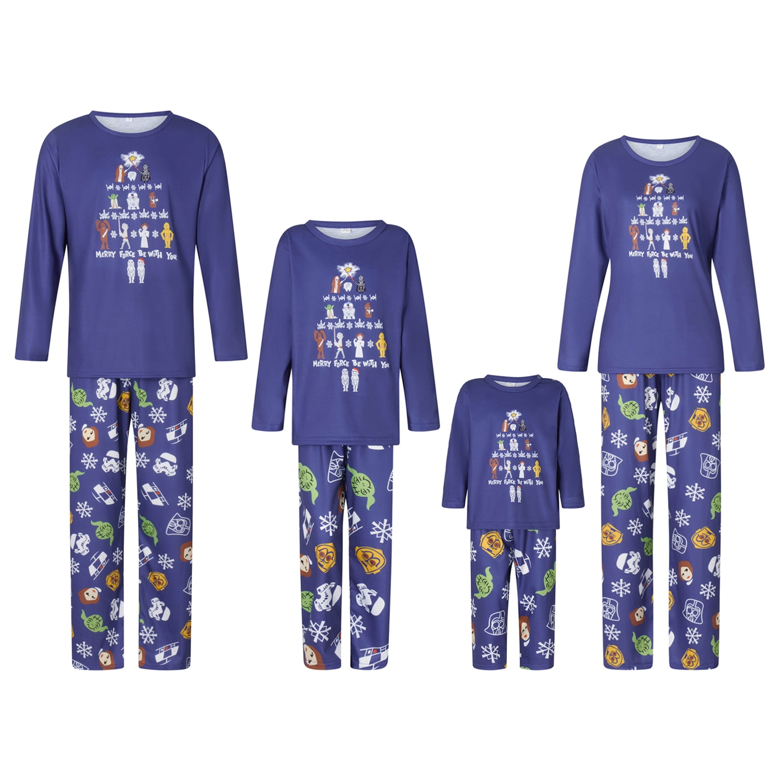Family Matching Christmas Pajamas Set, Crew Neck Long Sleeve Tops and ...