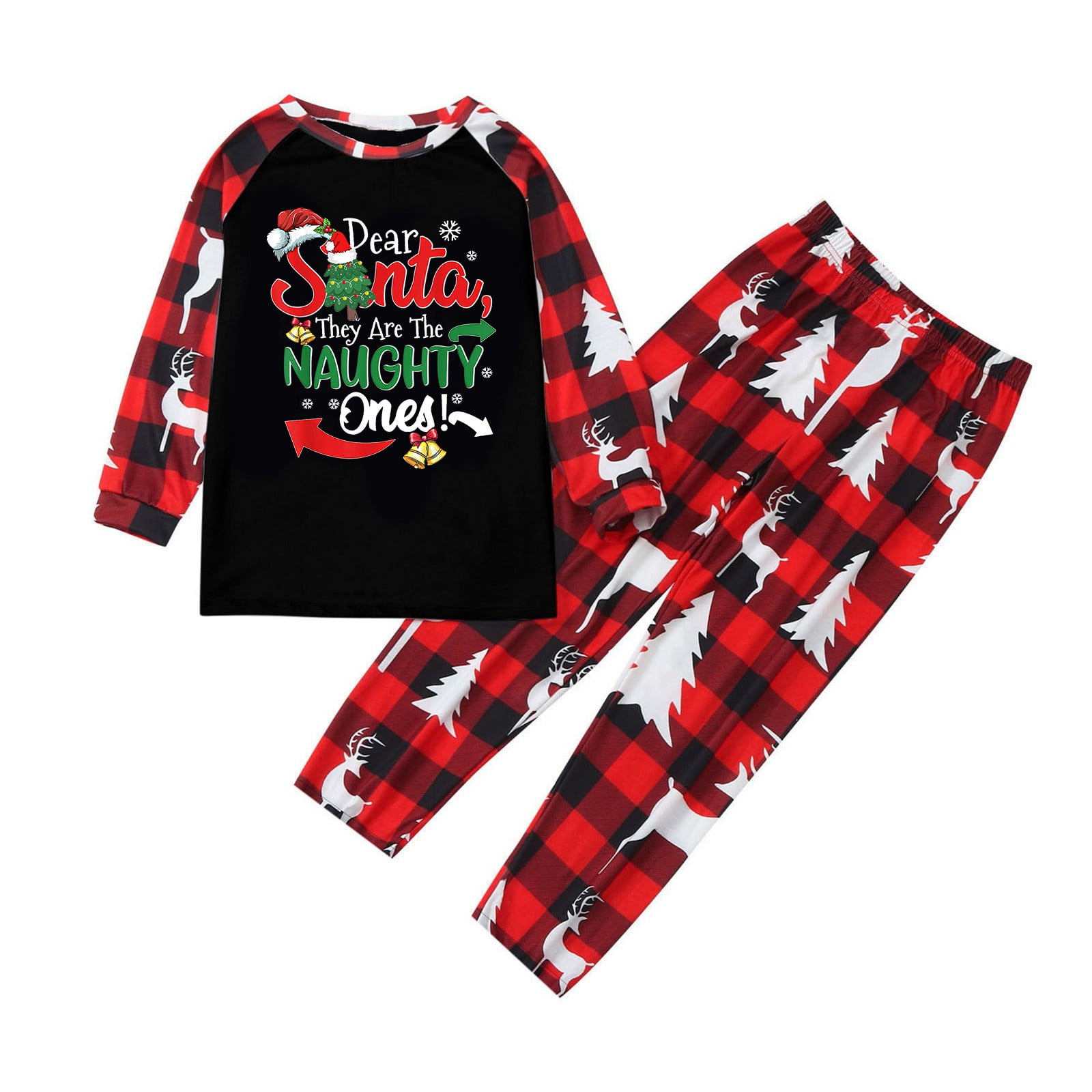 Family Matching Christmas Pajamas Set Dear Santa, They Are The Naughty Ones! Plaid Long Sleeve ...