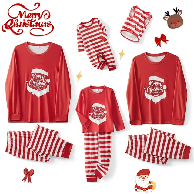 Family Matching Christmas Pajamas Set Holiday Santa Claus Sleepwear ...