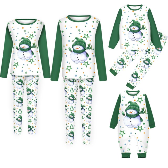Family Matching Christmas Pajamas, Snowman Star Print Long-Sleeved Tops ...