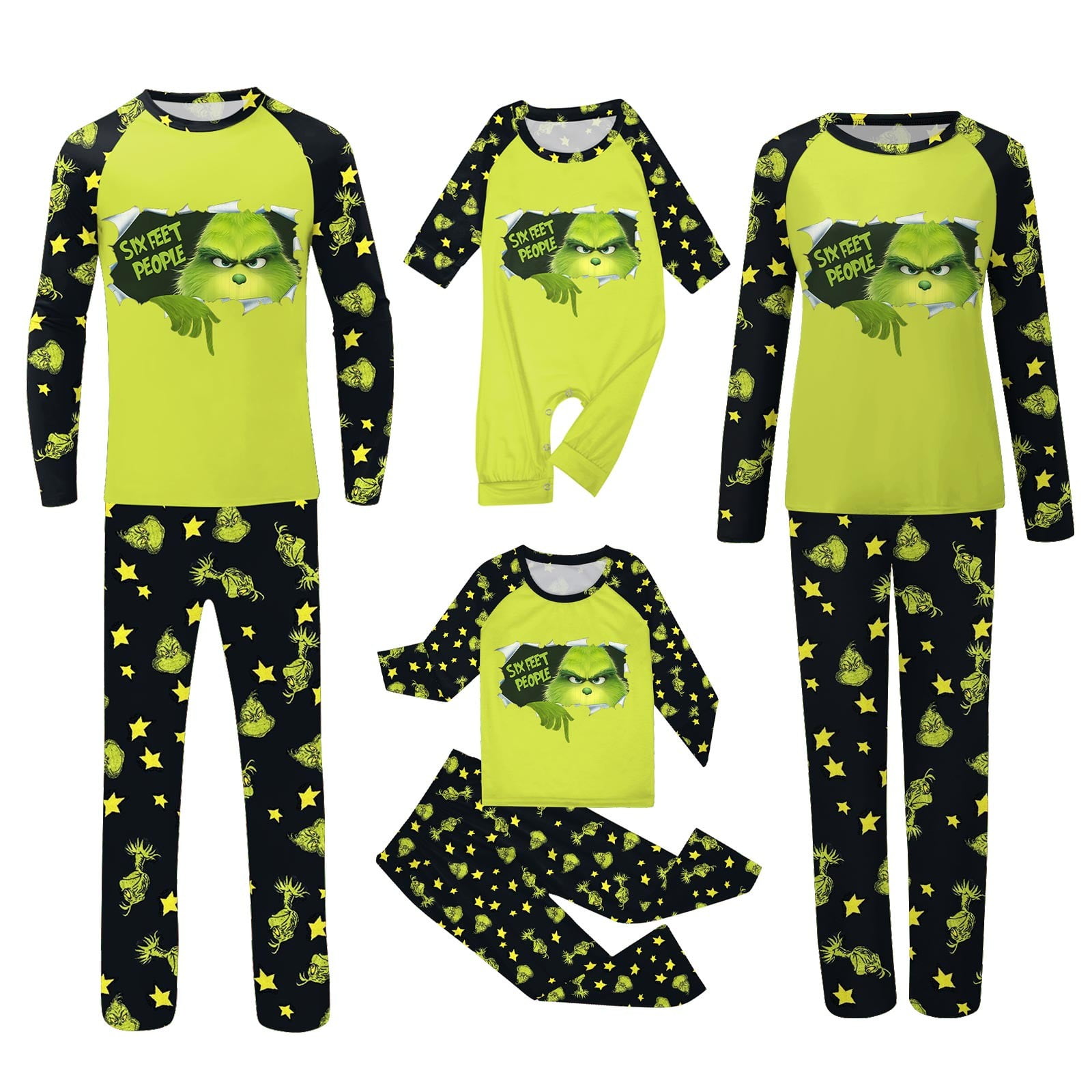 Family Matching Christmas Pjs Set, Christmas Tree Letter Grinch Print ...