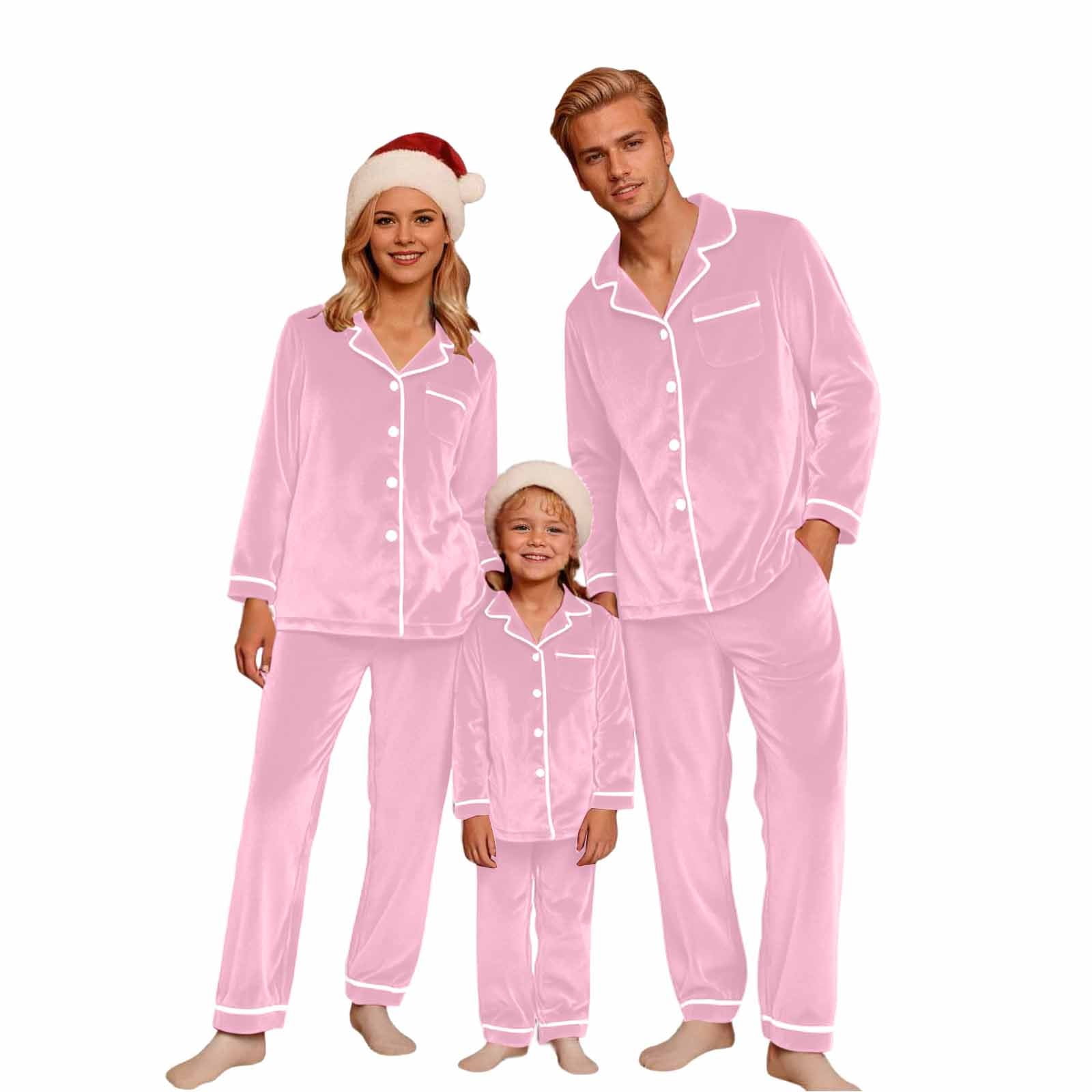Family Matching Christmas Pjs Velour Pajamas Long Sleeve Button down ...