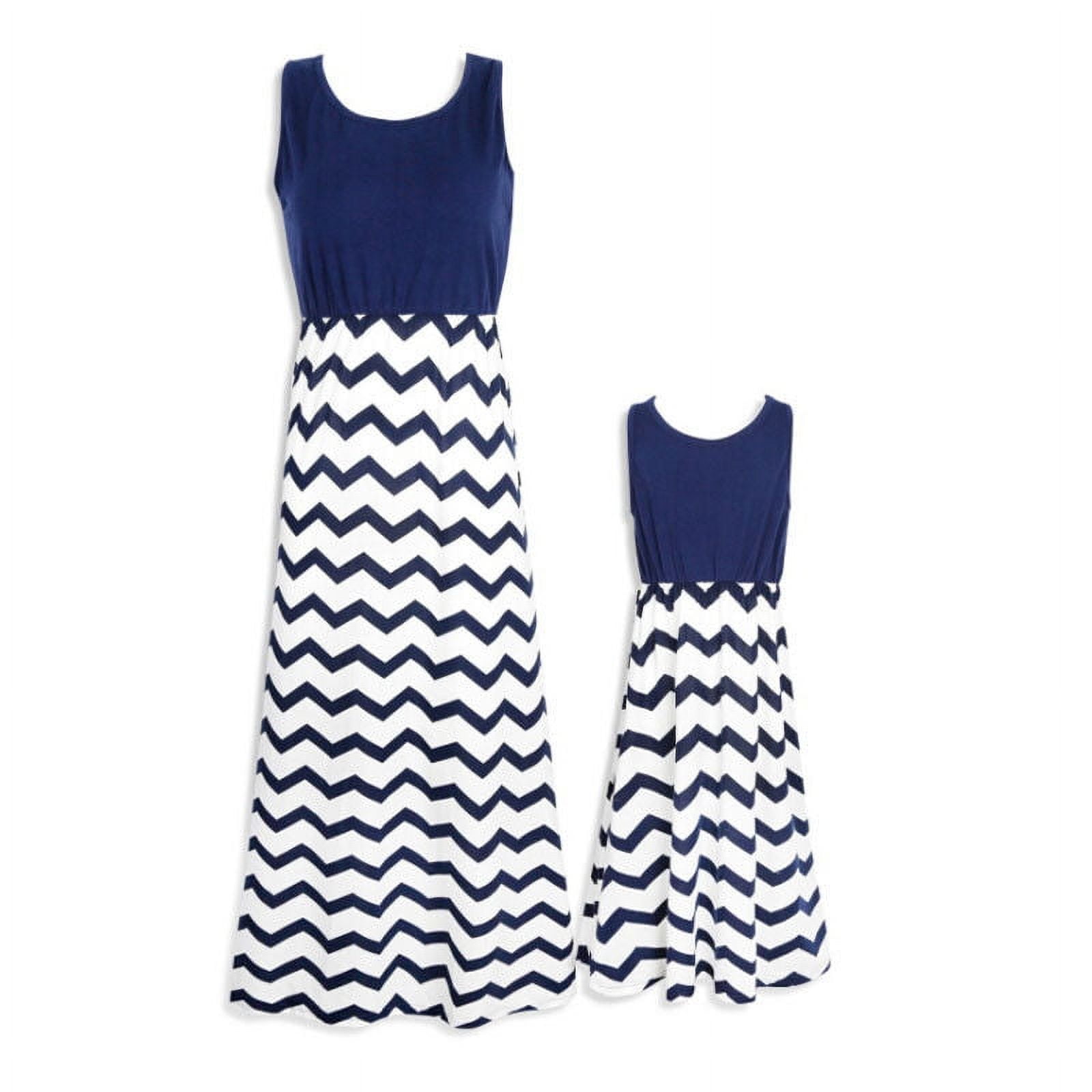 Family Matching Dress Mommy and Me Boho Wave Stripe Patchwork Maxi ...