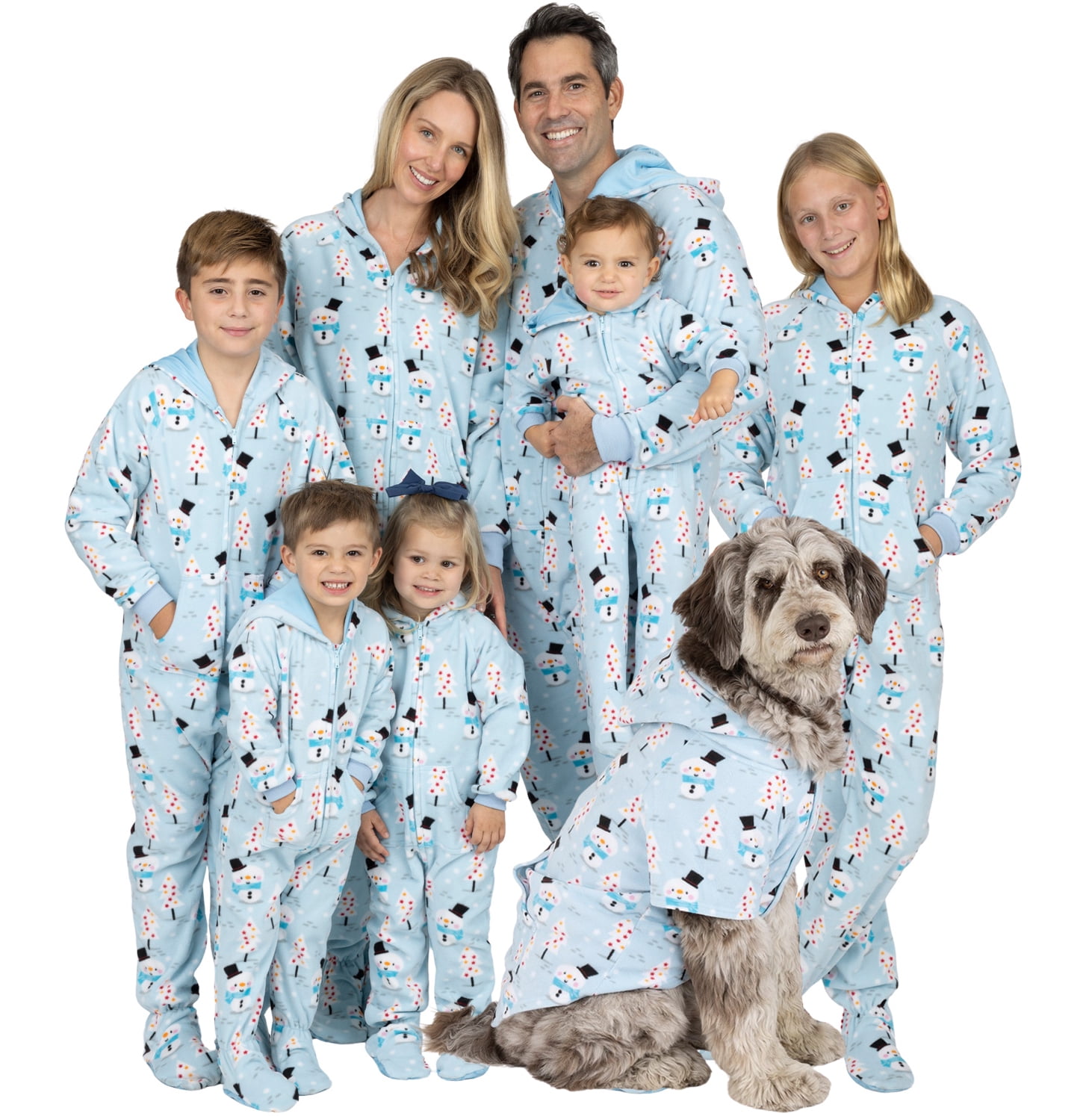 Family Matching - Footed Pajamas - Frosty Winter Kids Hoodie Fleece One ...