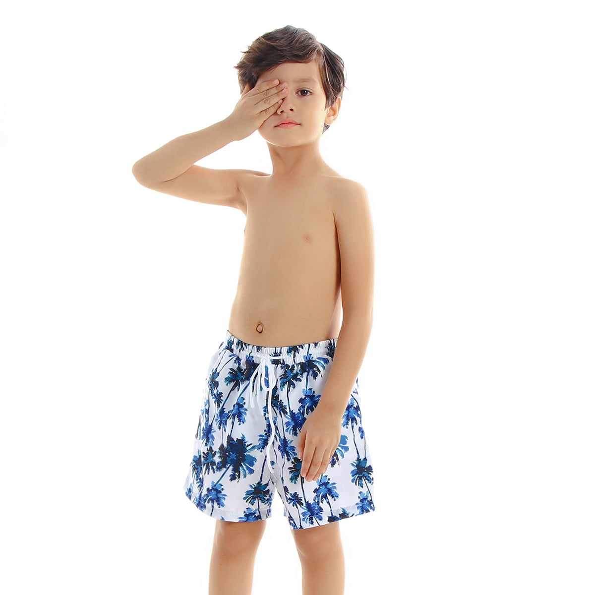 Family Matching Leaves Printed Swimwear, Father Son Swim Trunks, Boys ...