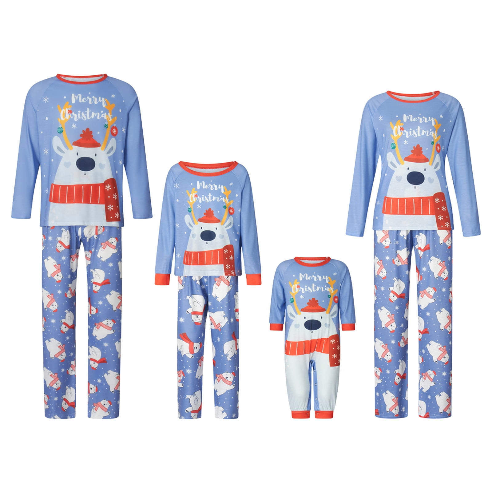 Family Matching Pajama Sets Cute Polar Bear Sleepwear Christmas Holiday ...