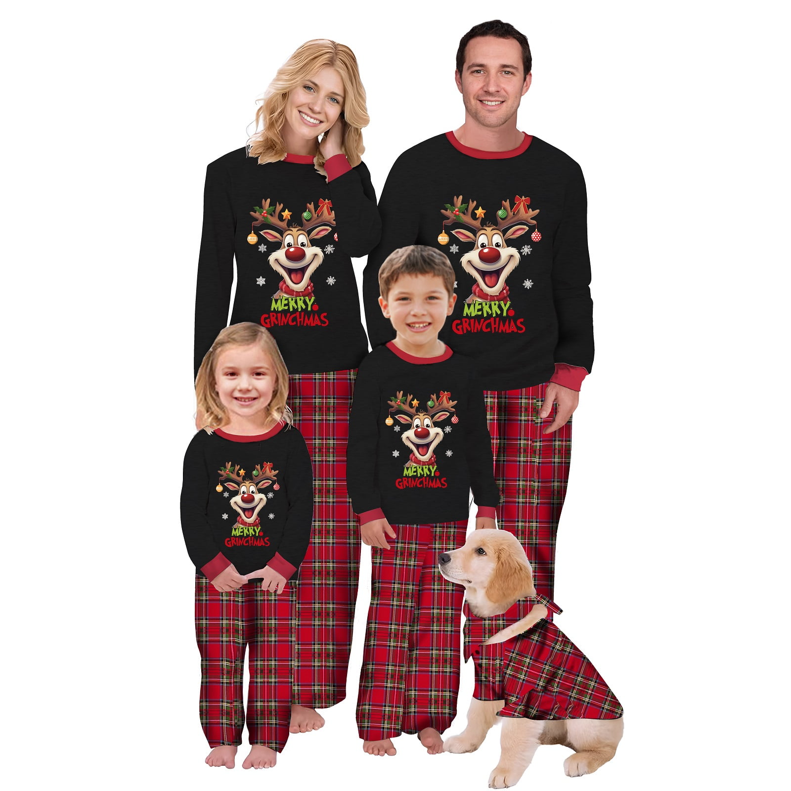 Family Matching Pajamas Christmas Elk Print Long Sleeve Tops and ...