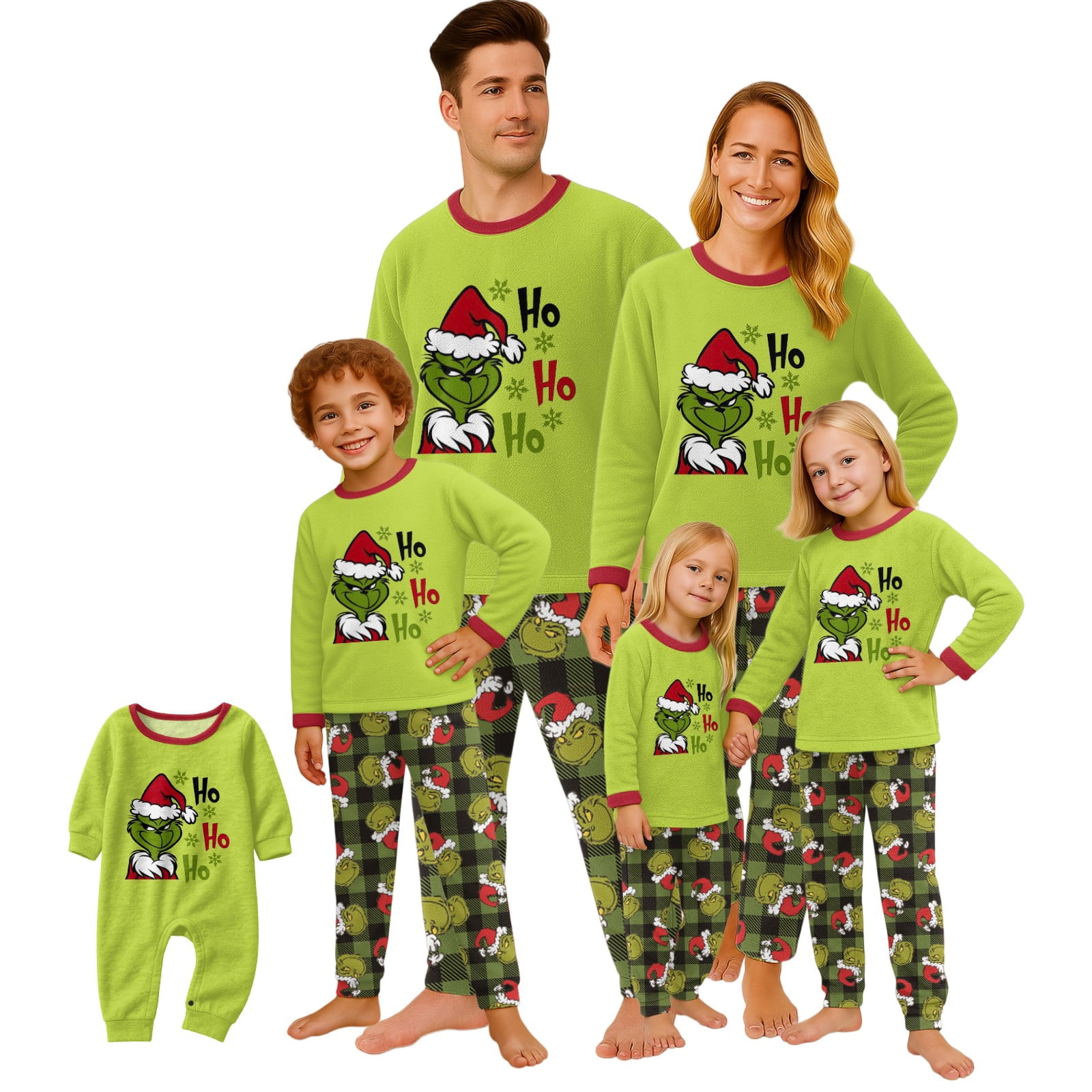 Family Matching Pajamas - Christmas Griinch Printed Parent-Child Plush ...
