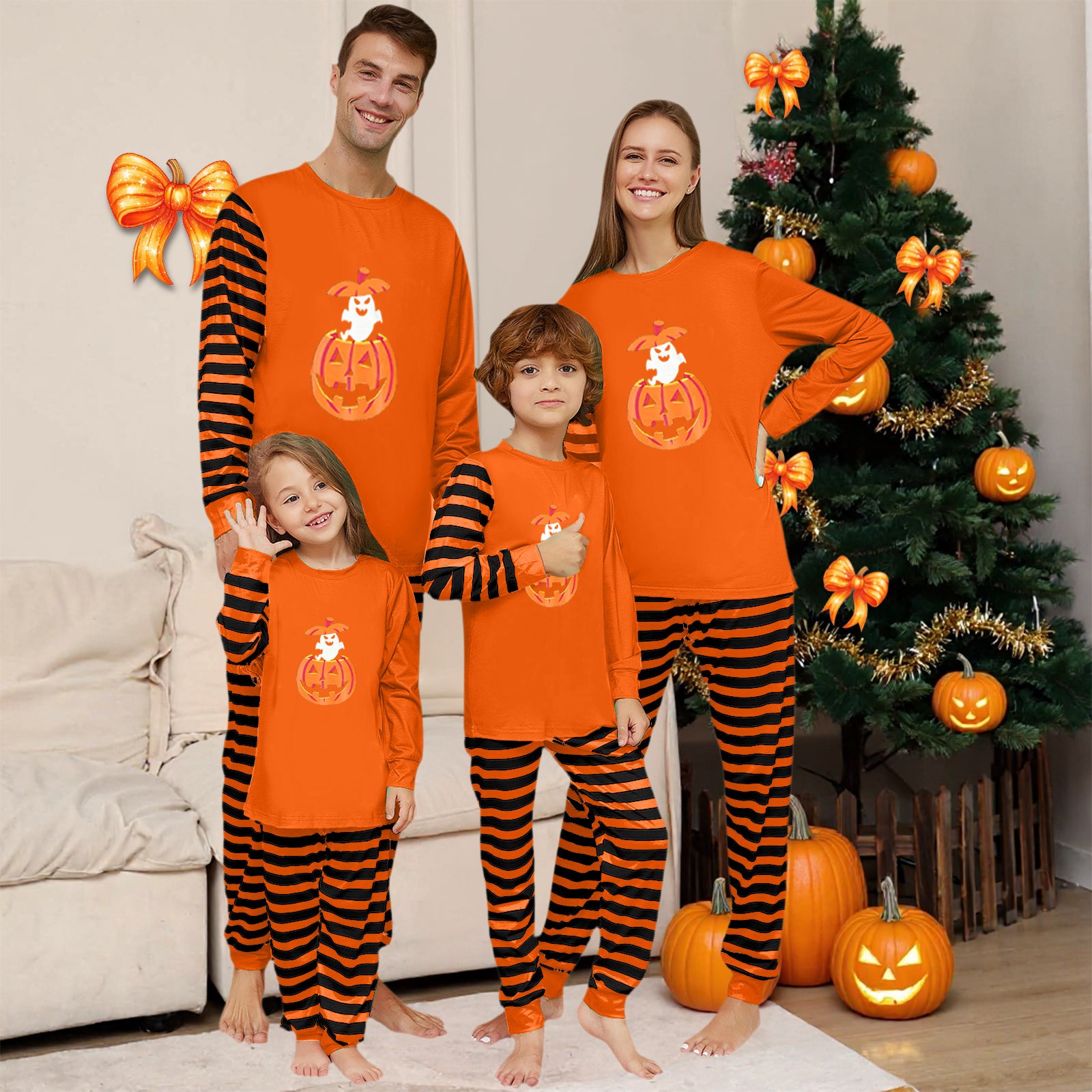 Family Matching Pajamas - Halloween Ghost Prints Family Matching Long ...