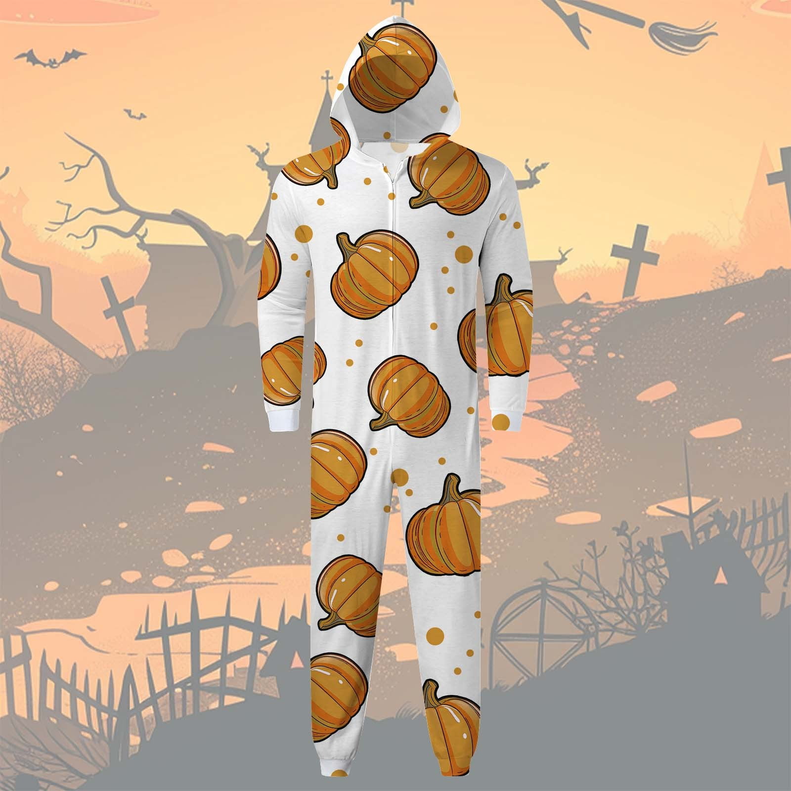 Family Matching Pumpkin Print Hooded Pajamas Set For Dad （Dad） Bear ...