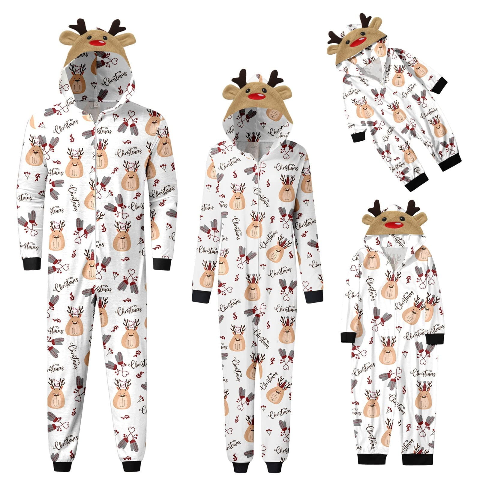 Family Matching Reindeer one-piece Christmas Pajamas for Family Kids ...
