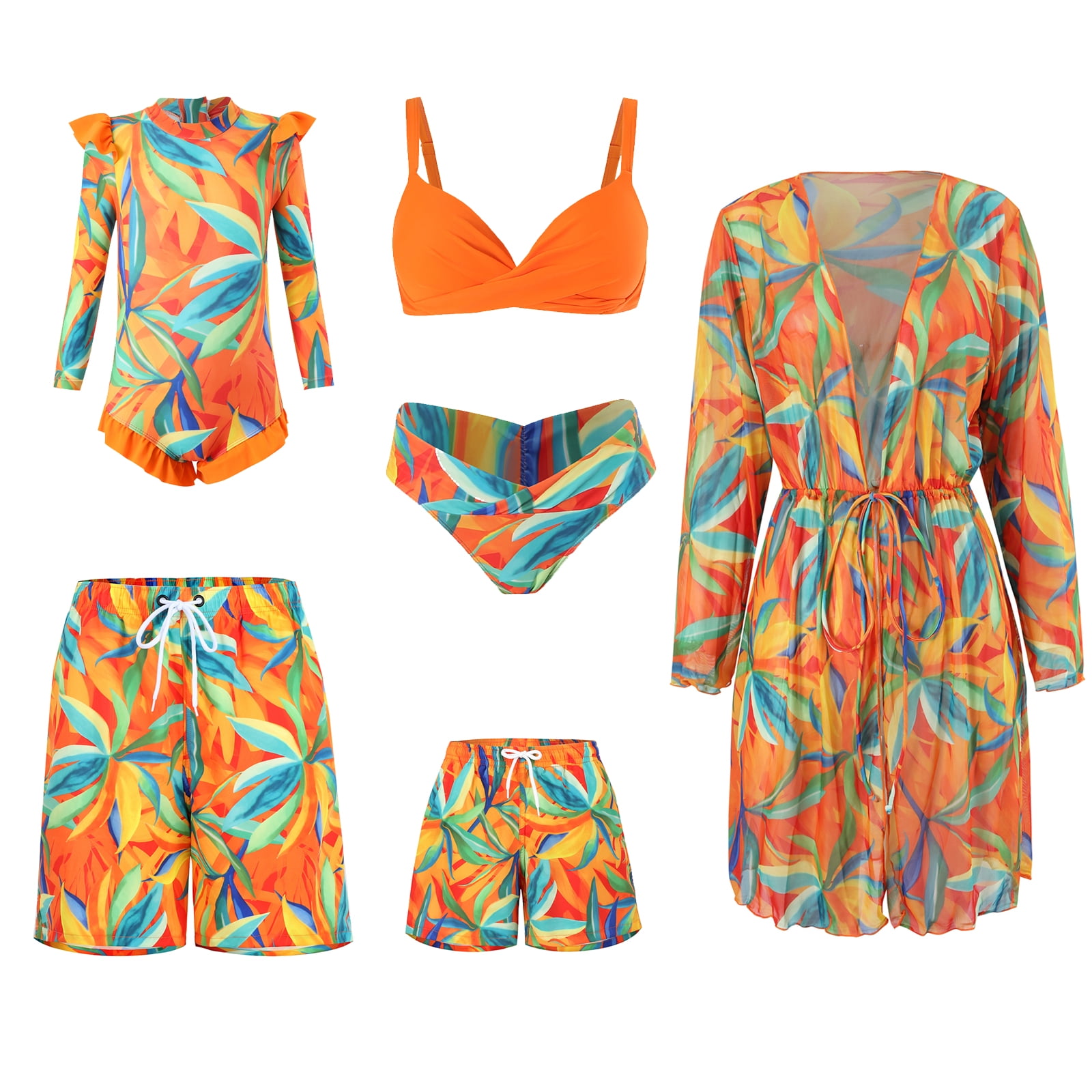 Family Matching Summer Swimwear Women and Girl Two Piece Bikini Set Men ...