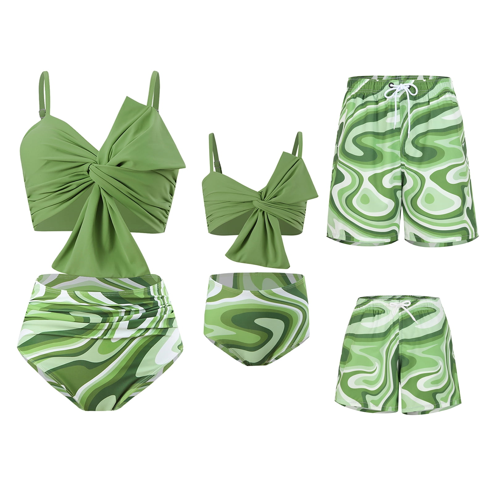 Family Matching Swimsuit Mommy and Me 2 Piece Bikini Set Father and Son ...