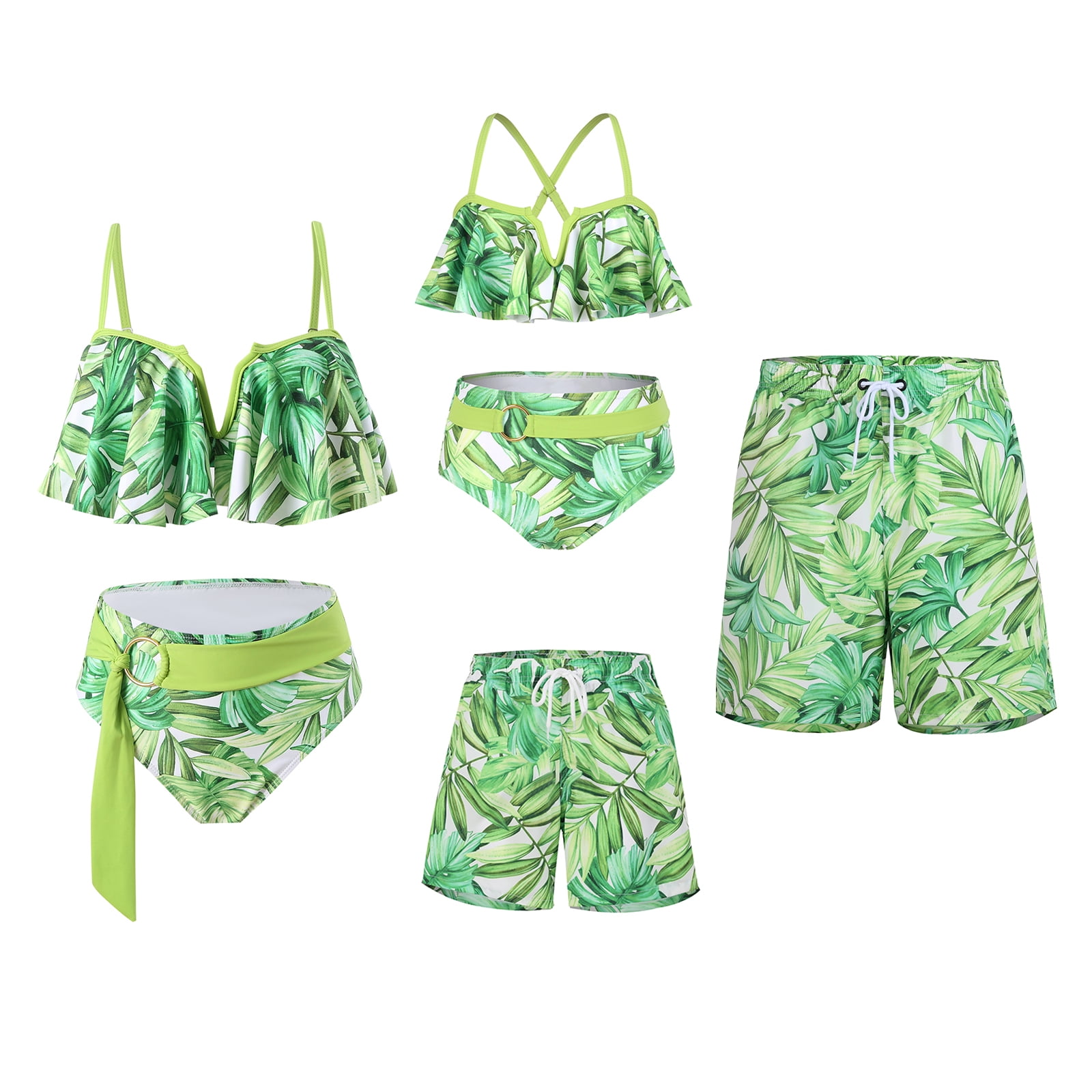 Family Matching Swimsuit Mommy and Me 2 Piece Bikini Set Father and Son ...