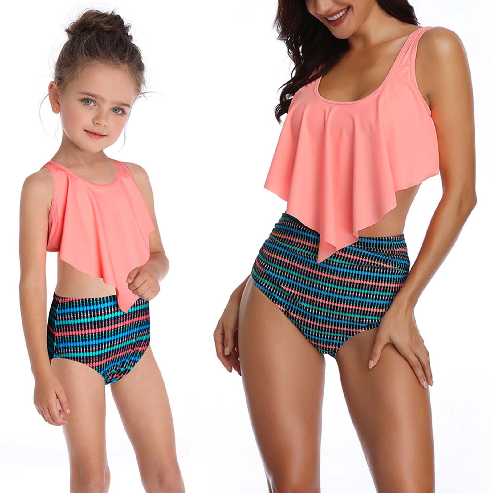 Family Matching Swimsuit Summer Beach Push Up Bikini Set Hawaii Holiday Monokini Swimwear Mother ...