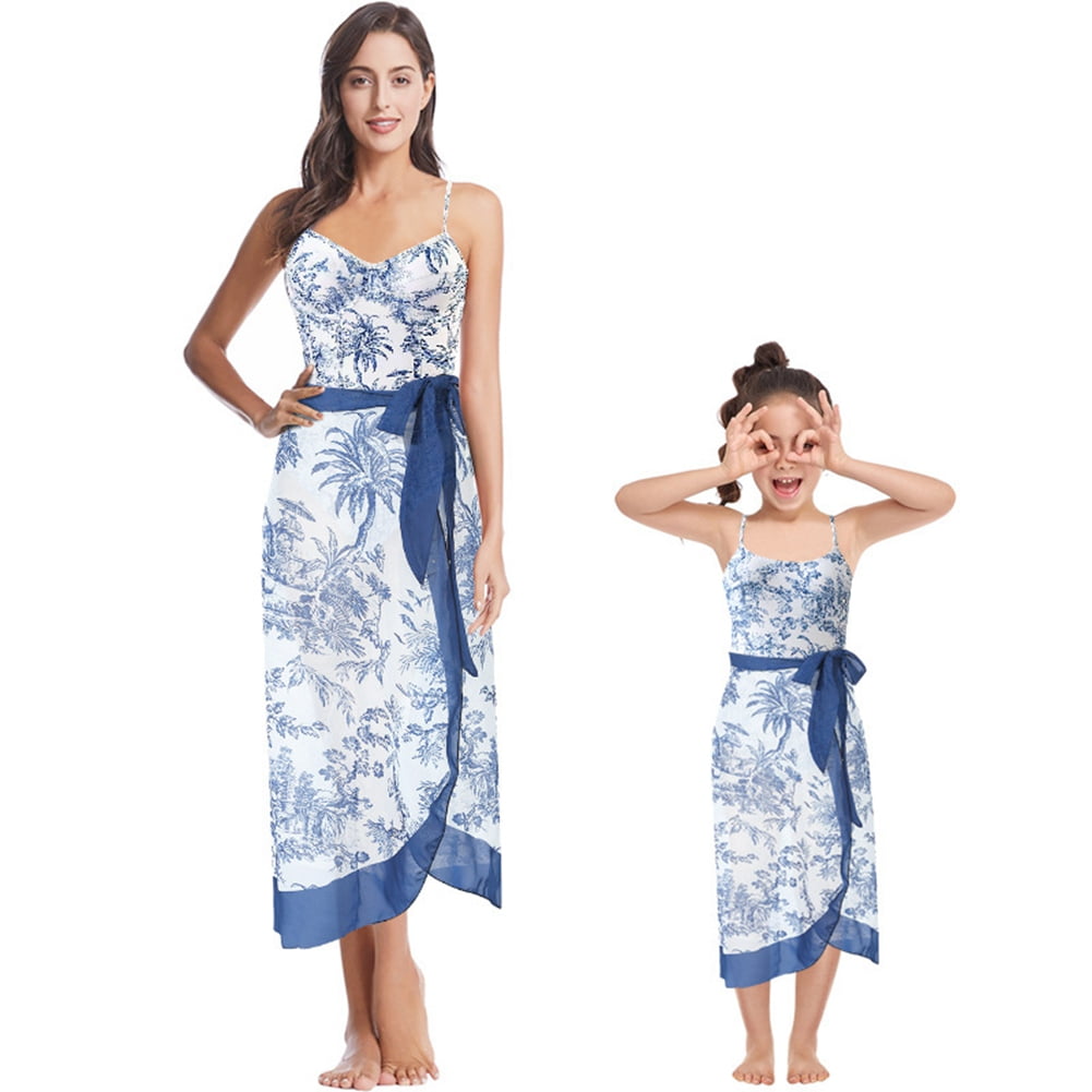 Family Matching Swimsuits One Piece Swimsuit with Beach Cover Up Wrap ...