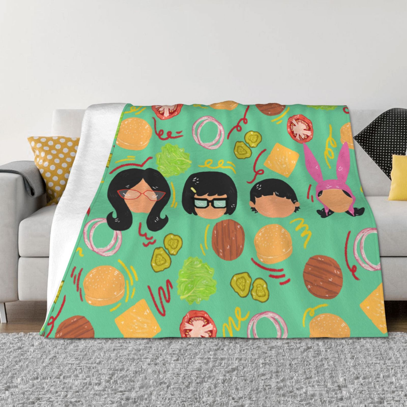 Family Members Bob's Burgers Blanket Cozy Ultra-Soft Micro Flannel ...