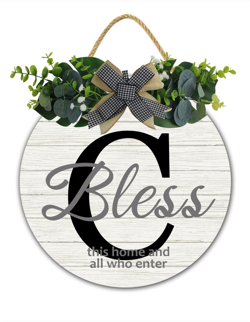 Family Name Welcome Sign with Letter C Last Name Wreaths for Front Door ...