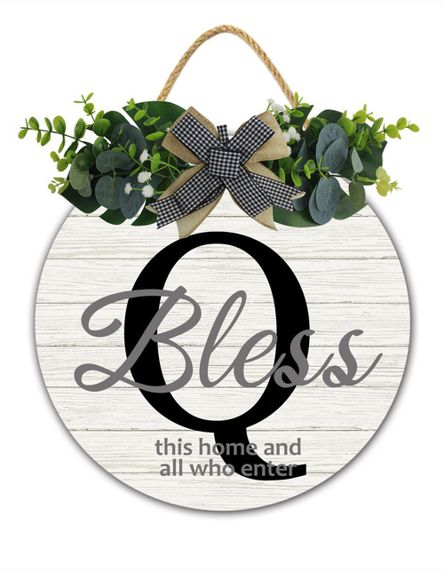 Family Name Welcome Sign with Letter Q Last Name Wreaths for Front Door ...