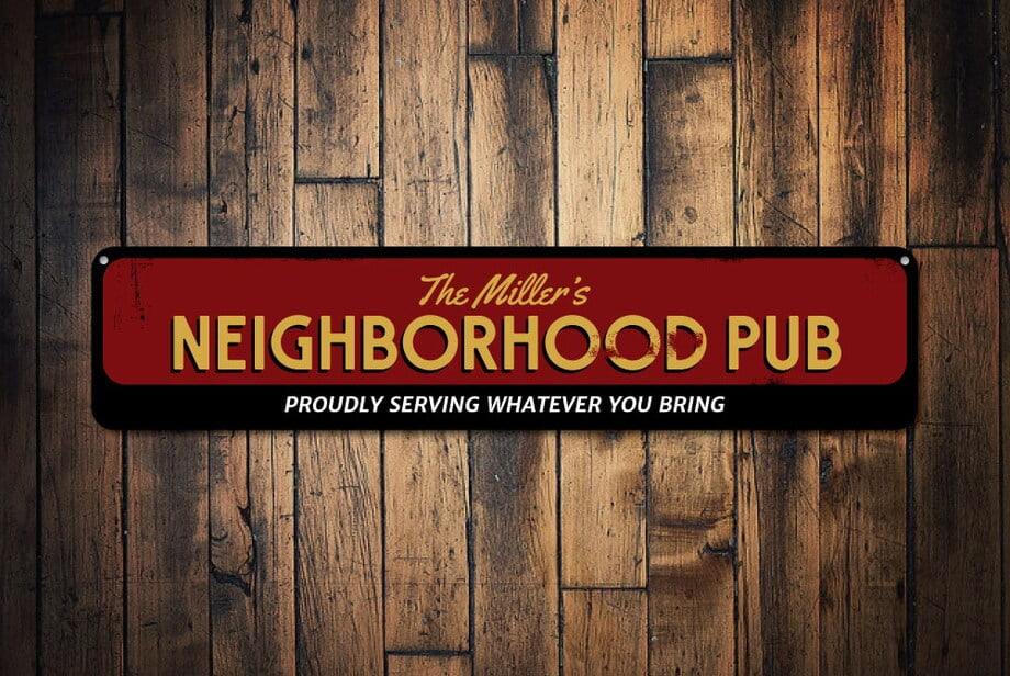 Family Neighborhood Pub Sign Personalized Family Name Bar Sign Custom ...