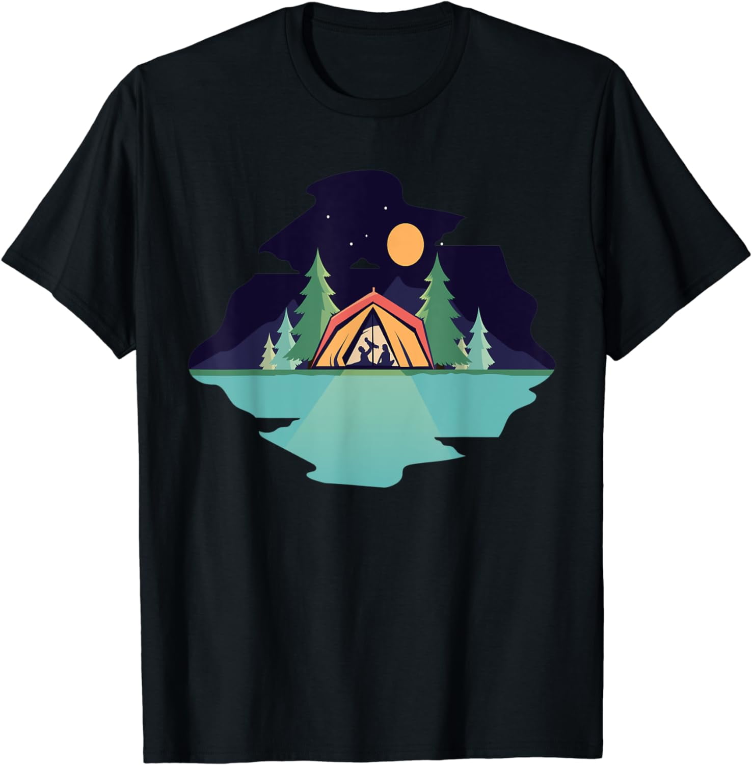 Family Night Camping Reunion Scene Inside Tent Forest T-Shirt - Walmart.com