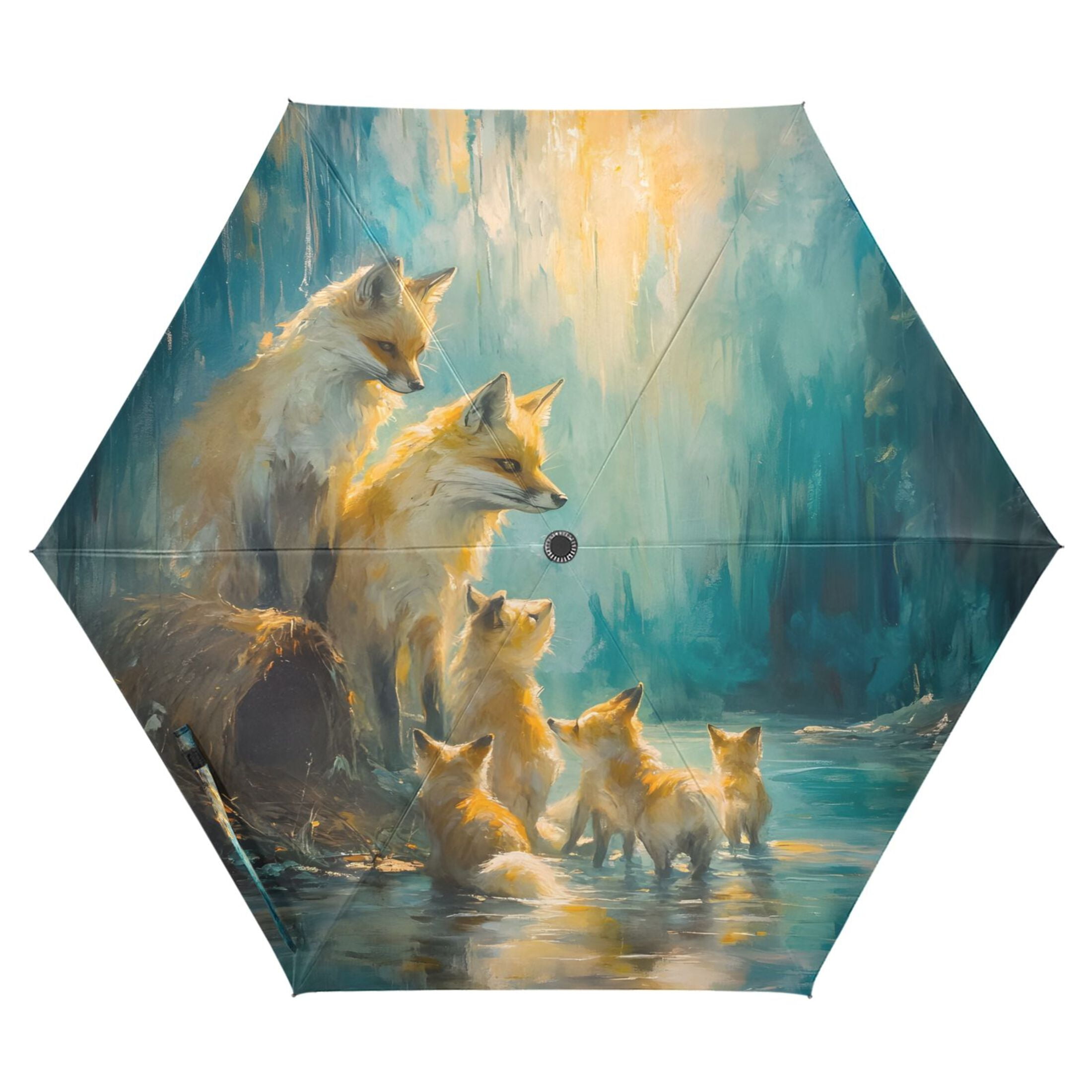 Family Of Foxes Folding Umbrella UV50+ Waterproof Sun Protection Auto ...