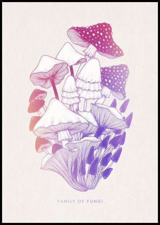 Family Of Fungi Poster Wall Art, Modern Wall Decor For Living Room ...