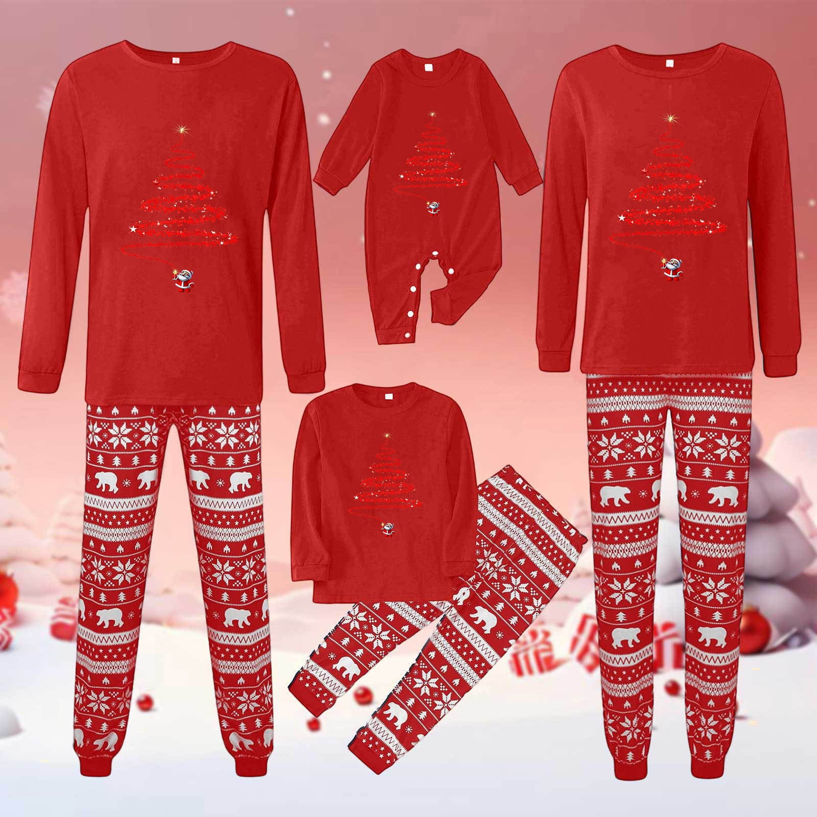 Family Pajamas Christmas Satin Christmas Pajamas Holiday Long Sleeve ...