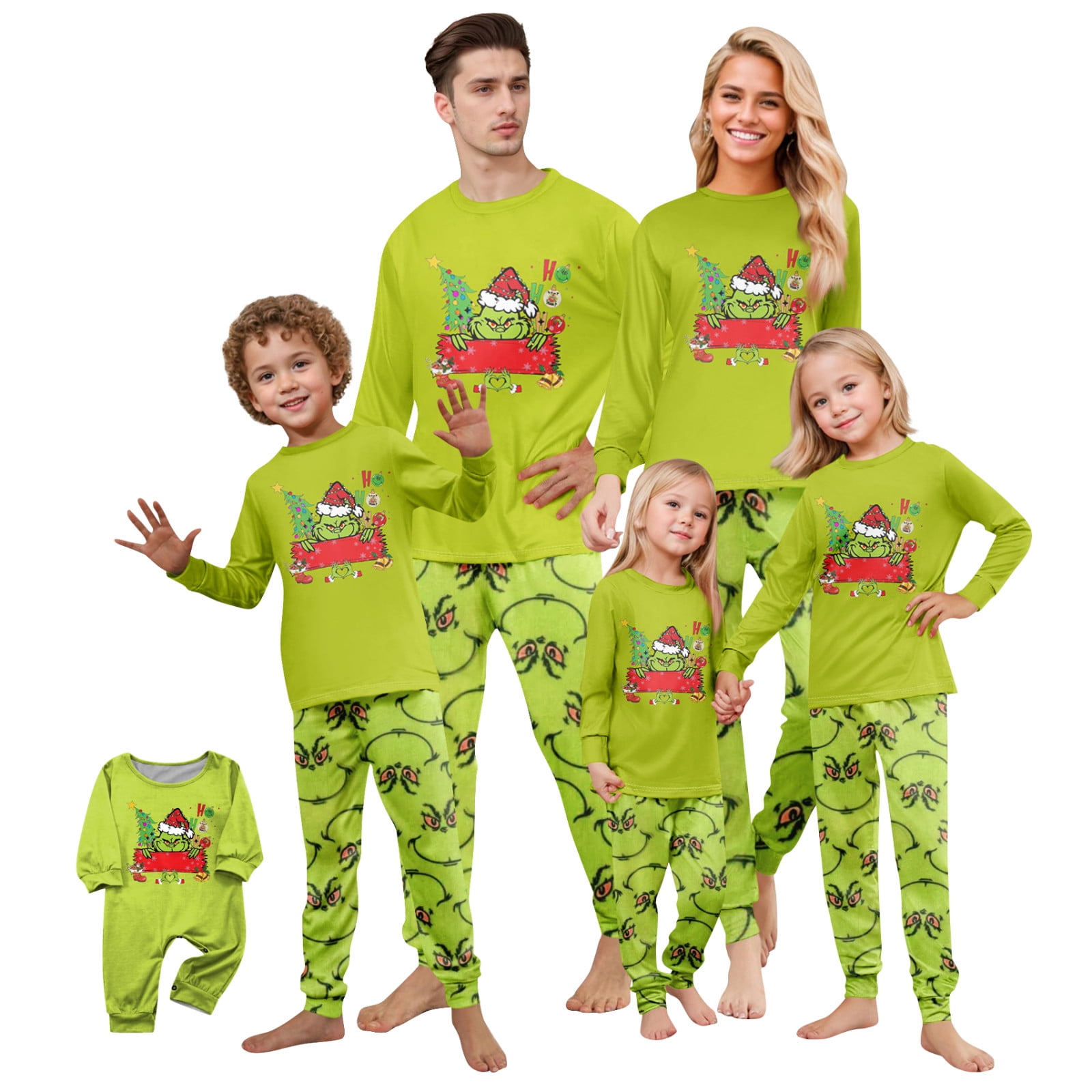 Family Pajamas Matching Set, Christmas Griinch Print Cute Family 2 ...
