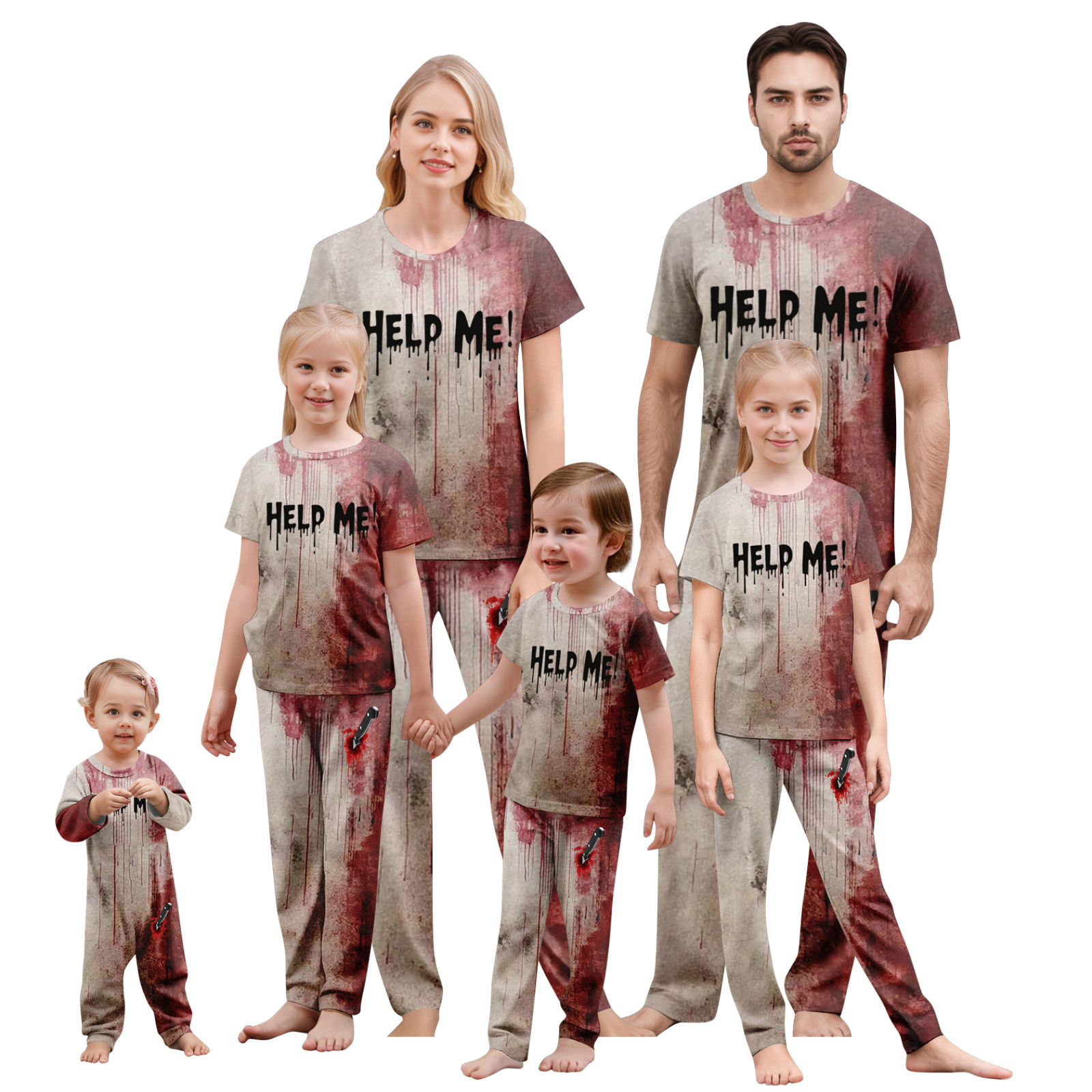 Family Pajamas Matching Sets - Halloween Horror Print Sleepwear for ...