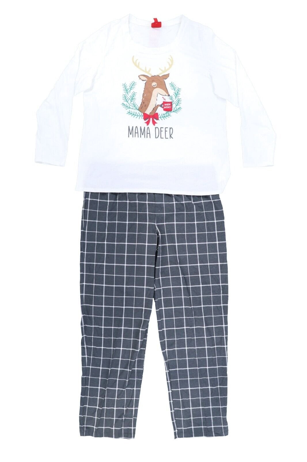 Family Pajamas Womens Pajama Set Long Sleeve Shirt Pants Mama Deer Grey ...