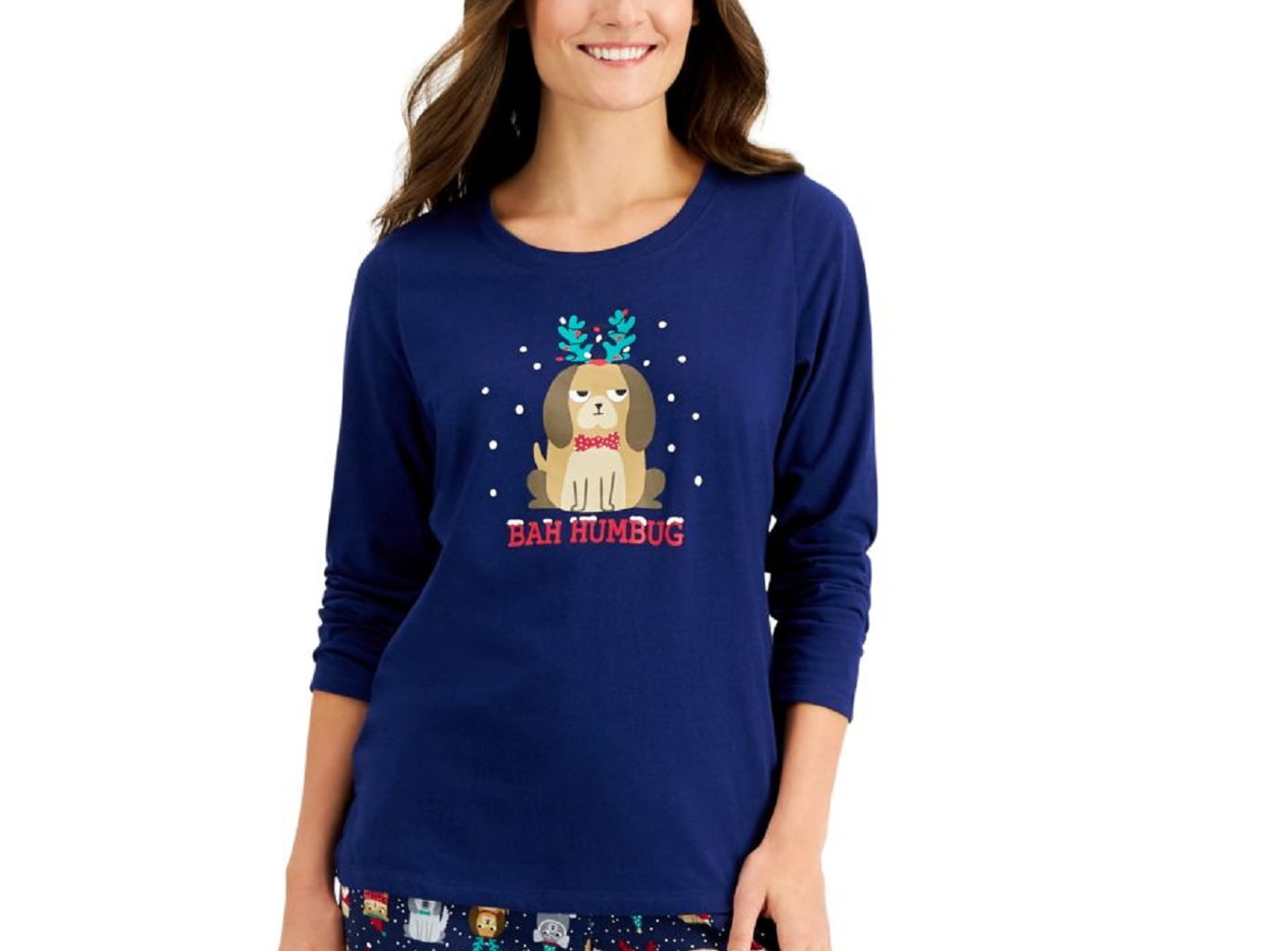 Family Pajamas Womens Bah Humbug Novelty Printed Pajama Top Only,1 ...