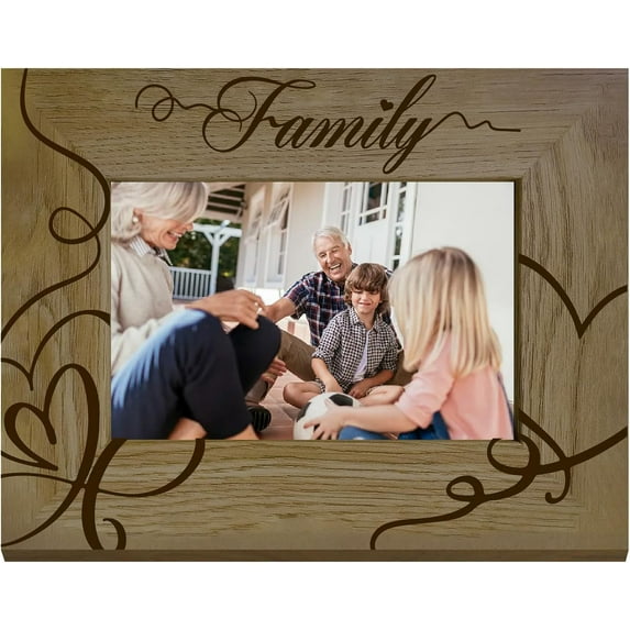 Family Picture Frame Wood Photo Frames 4x6 Horizontal Engraved Display ...