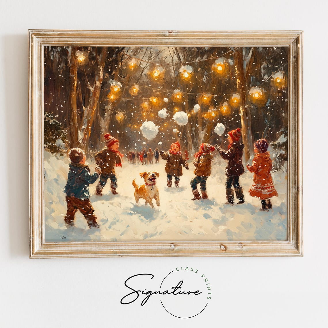Family Playing In The Snow Wall Art, Winter Winter Scene, Rustic Cheer ...