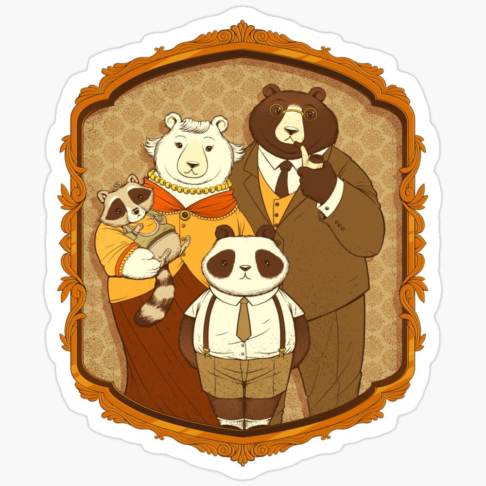 Family Portrait Mama Papa Bear Sticker Phone Decal Water Bottle ...