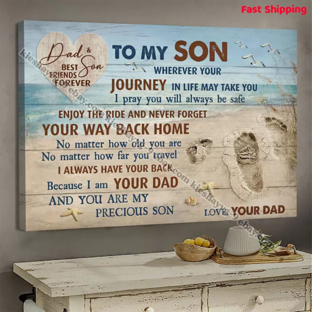 Family Poster Dad To My Son Poster, Footprint, Beach Poster Gift For ...