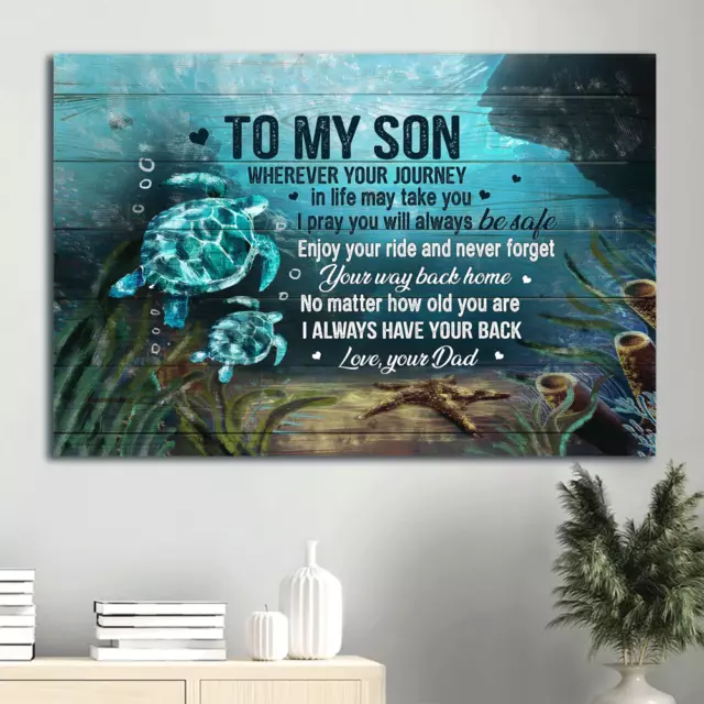 Family Poster To My Son Poster, Turtle Painting, Blue Ocean, Dad To Son ...