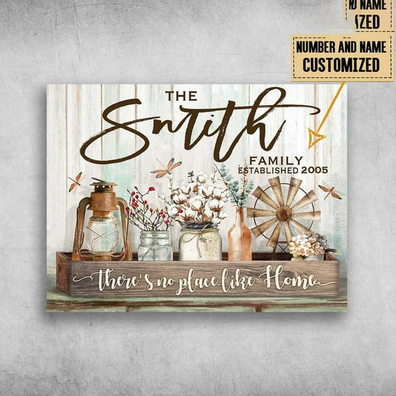Family Poster, There's No Place Like Home, Gift For Family Customized ...