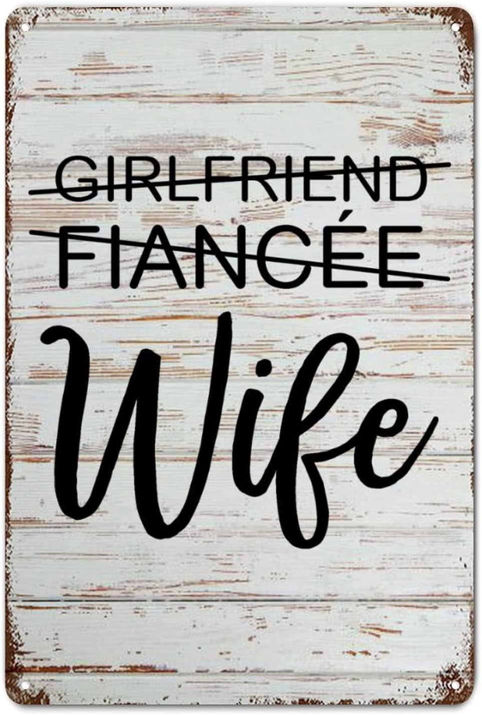 Family Quote Metal Sign with Saying Fiancé Girlfriend Wife Wood Grain ...