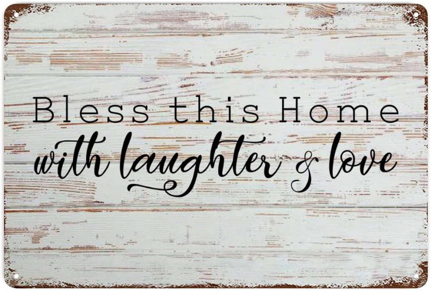 Family Quote Rustic Metal Sign Wall Art Decor Bless This Home with ...