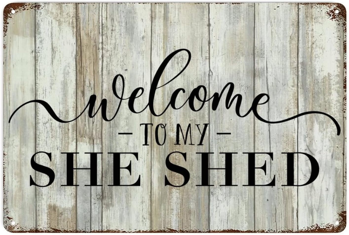 Family Quote Rustic Metal Sign Wall Art Decor Welcome to My She Shed ...
