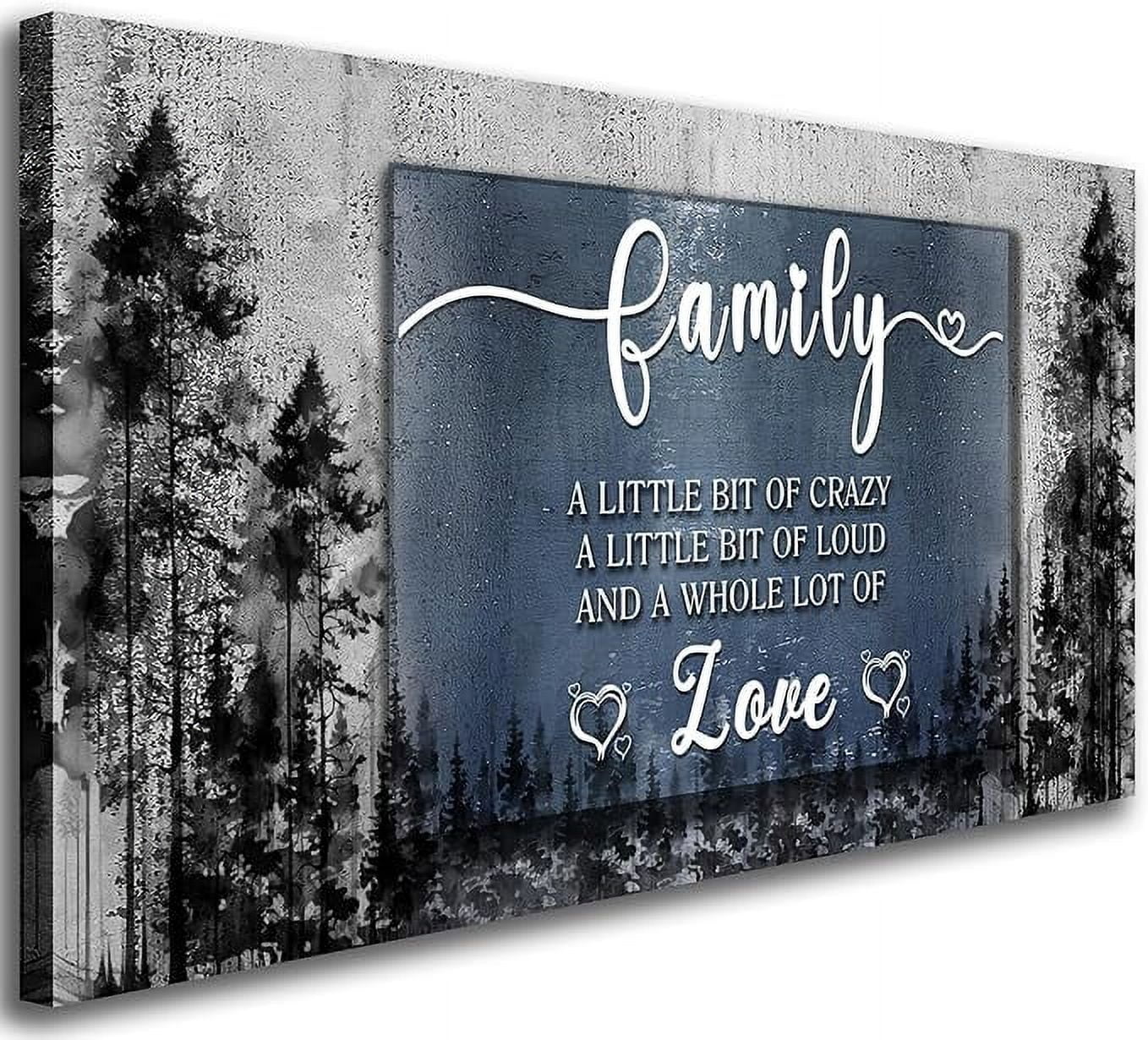 Family Quotes Canvas Wall Art,Family a Little Bit of Crazy Loud Love ...