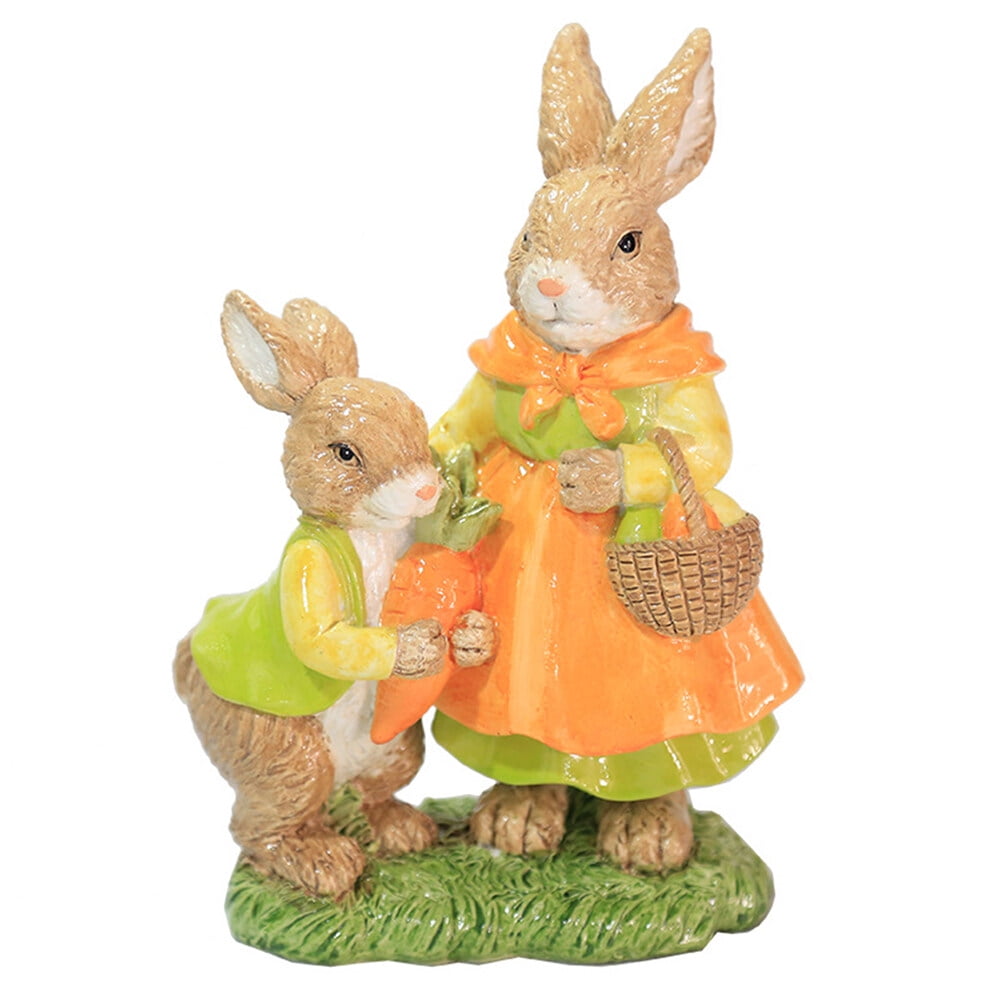 Family Rabbit Figure Resin Bunny Figurine Decor Desktop Miniature ...