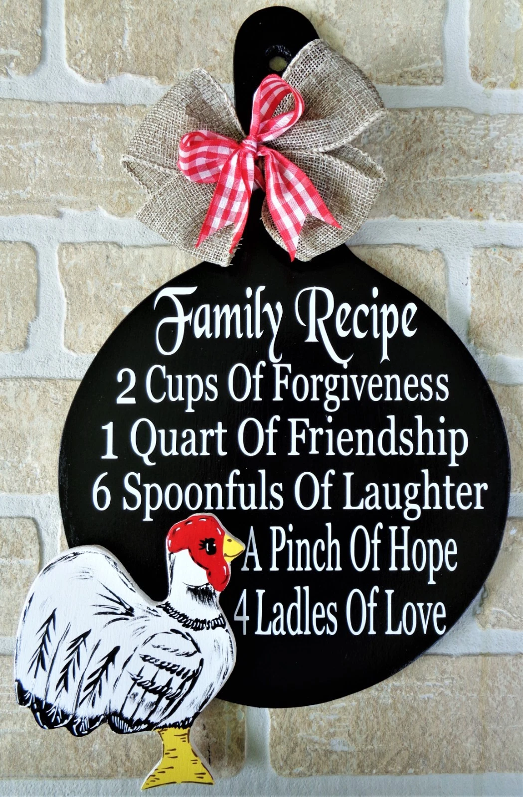 Family Recipe Rooster Skillet Sign Kitchen Wall Art Hanger Chicken ...