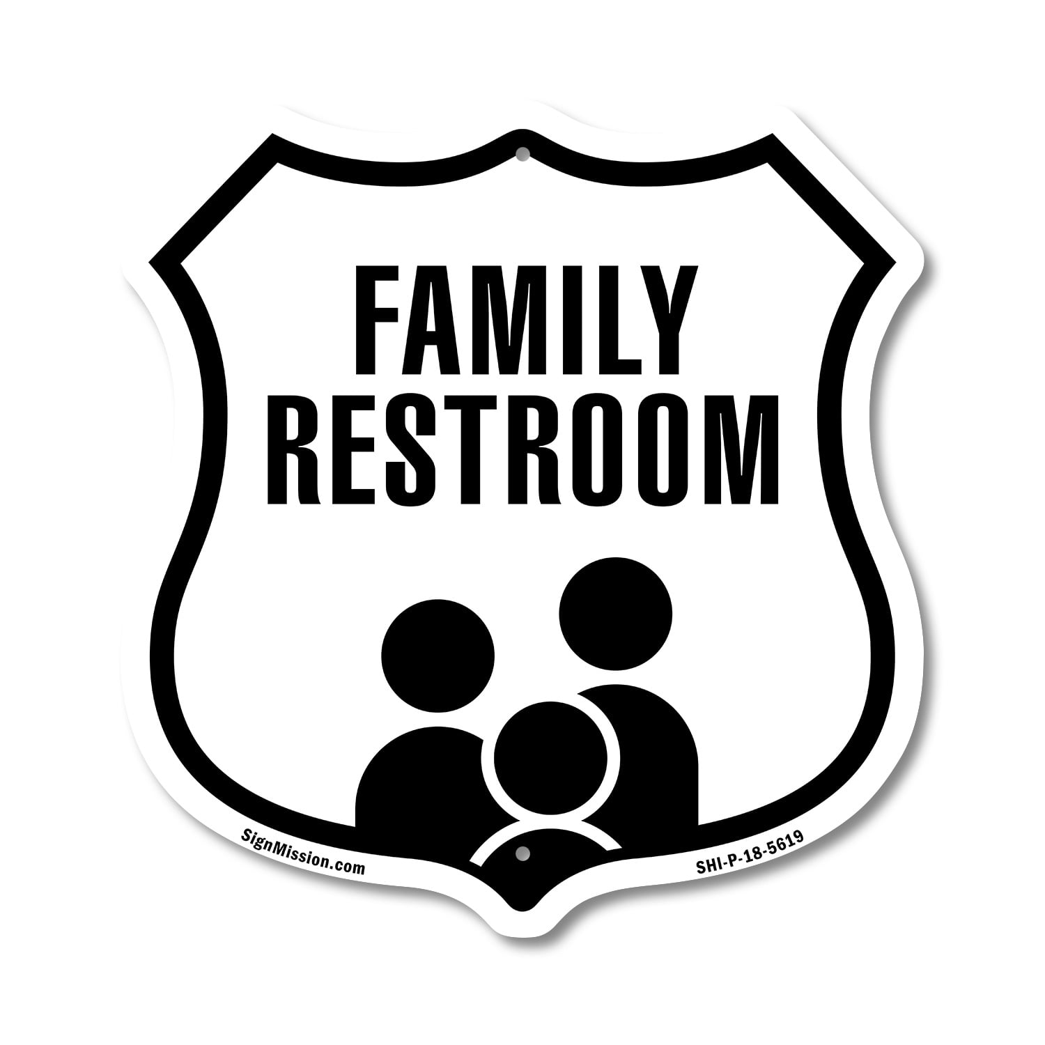 Family Restroom 12 inch X 12 inch Shield-Shaped Rust-Free Aluminum ...
