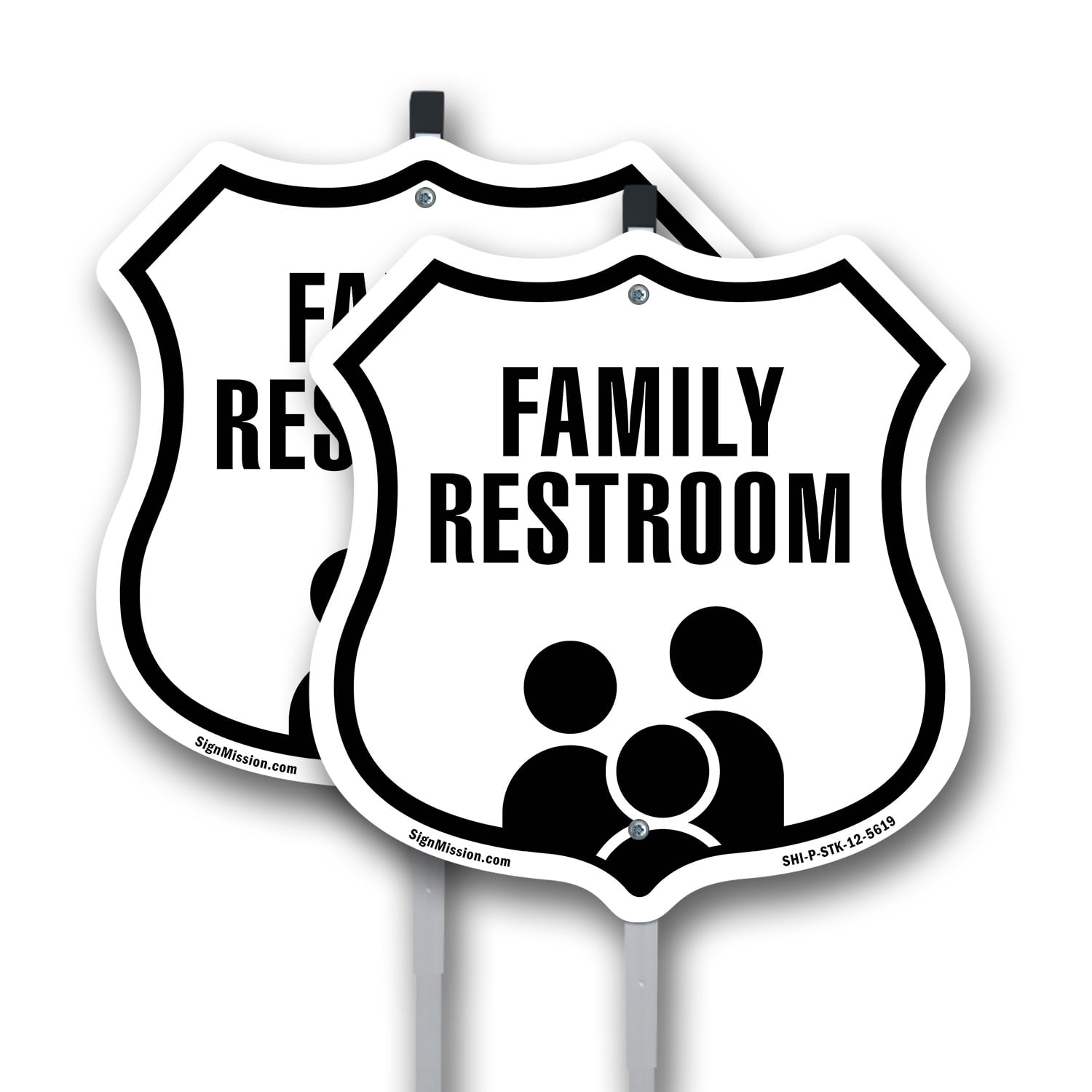 Family Restroom (2 Pack) 12 inch X 12 inch Shield Shaped Rust-Free ...