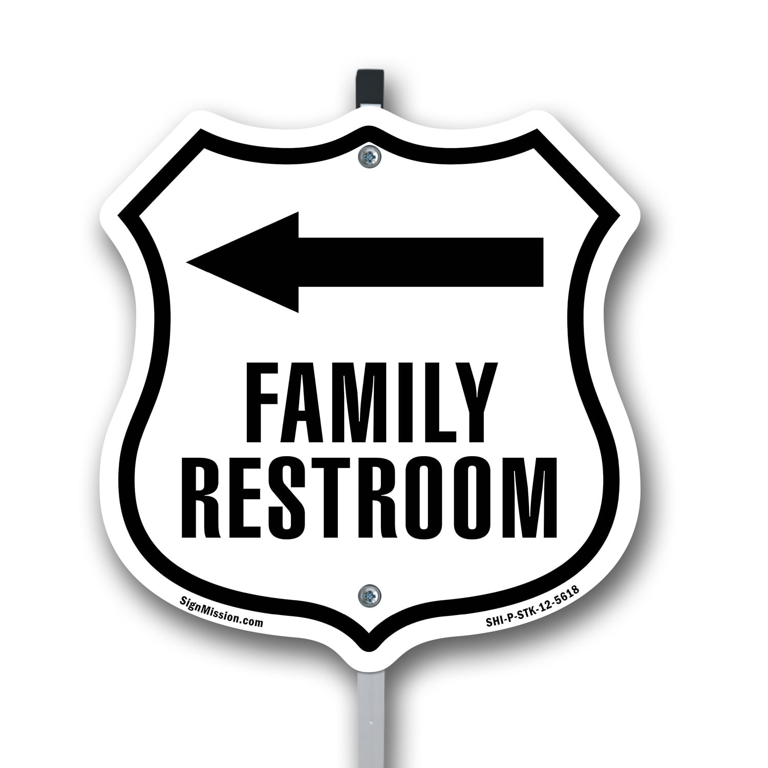 Family Restroom Left 12 inch X 12 inch Shield Shaped Commercial Grade ...