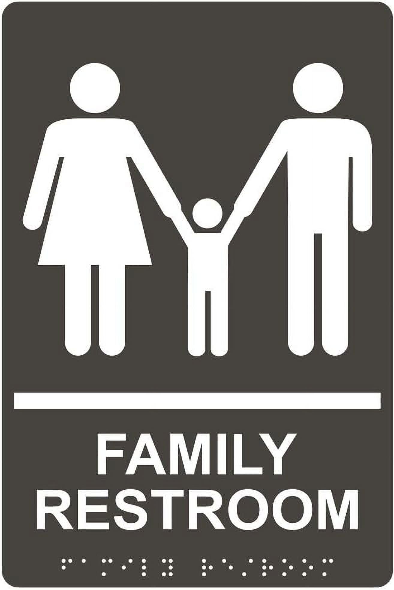 Family Restroom Sign with ADA-Compliant Braille and Raised Letters, 9x6 ...