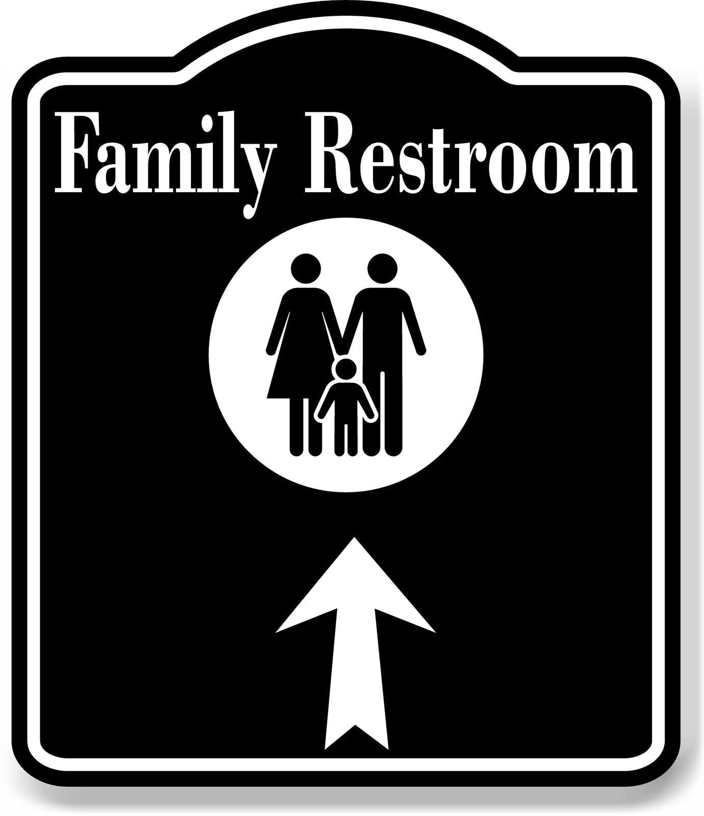 Family Restroom Up Arrow BLACK Aluminum Composite Sign, 20"x24 ...